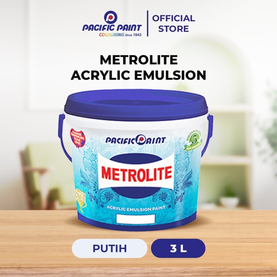 Jual Cat Tembok Interior METROLITE Putih Kebiruan Ukuran 3L (atau 5kg ...