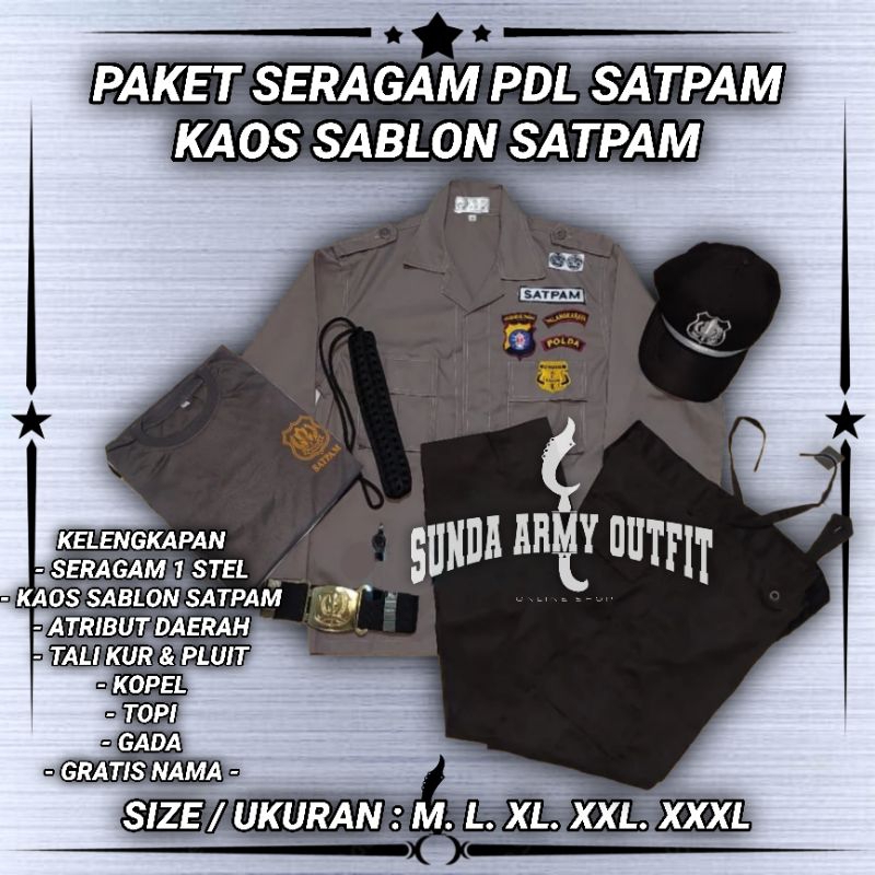 Jual SERAGAM PDL SECURITY TERBARU / SERAGAM SECURITY COKLAT / SERAGAM PDL SATPAM LENGKAP TERBARU ...
