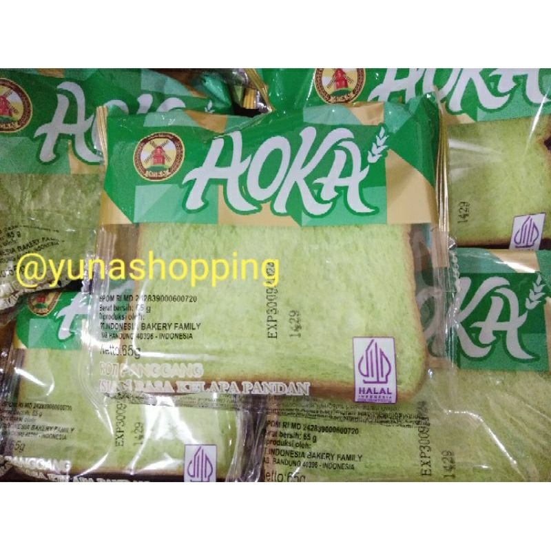 Jual Aoka roti panggang rasa kelapa pandan 65g | Shopee Indonesia