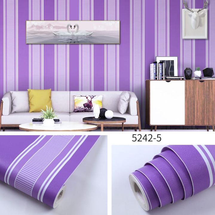 Jual SALUR UNGU GARIS Wallpaper stiker dinding motif salur ukuran 45 cm x 8 m MERK ORANGE GH127 ...