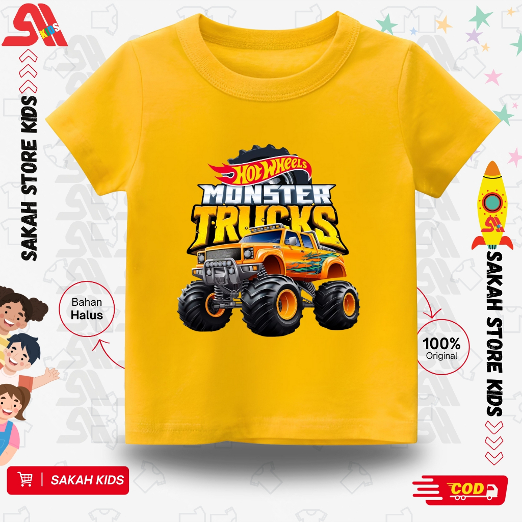Jual SAKAH Kaos Anak Custom Nama HOT WHEELS MONSTER TRUK 3 Bahan Katun Combed 30S | Shopee Indonesia