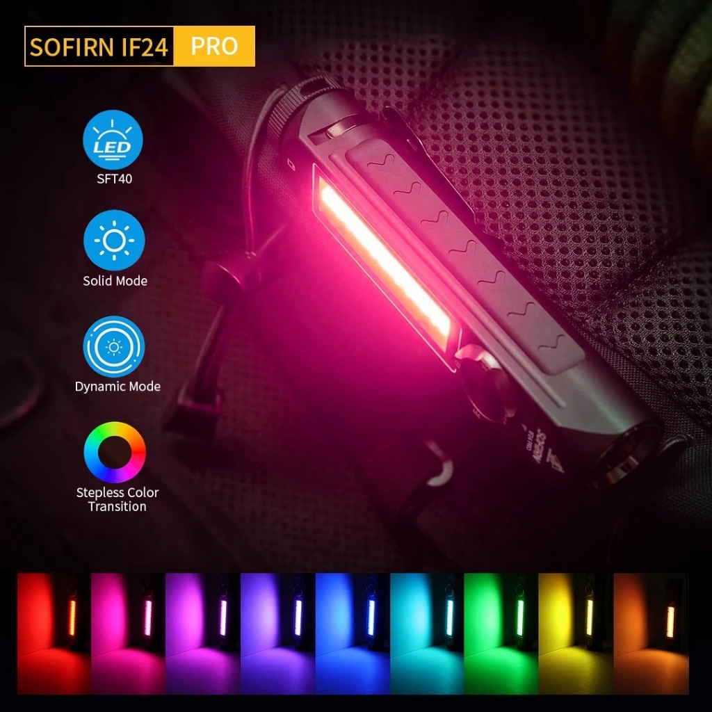 Jual Sofirn IF24 PRO Rechargeable RGB Light 1800LM Flashlights SFT40 ...