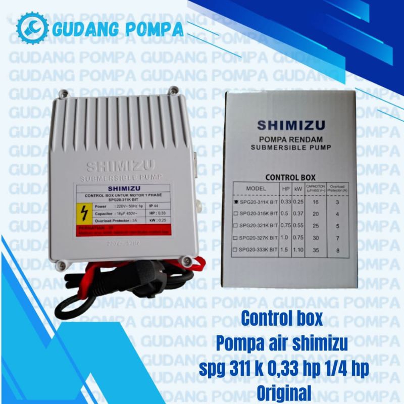 Jual control box pompa air satelit shimizu spg 311 k 0,33 hp original ...