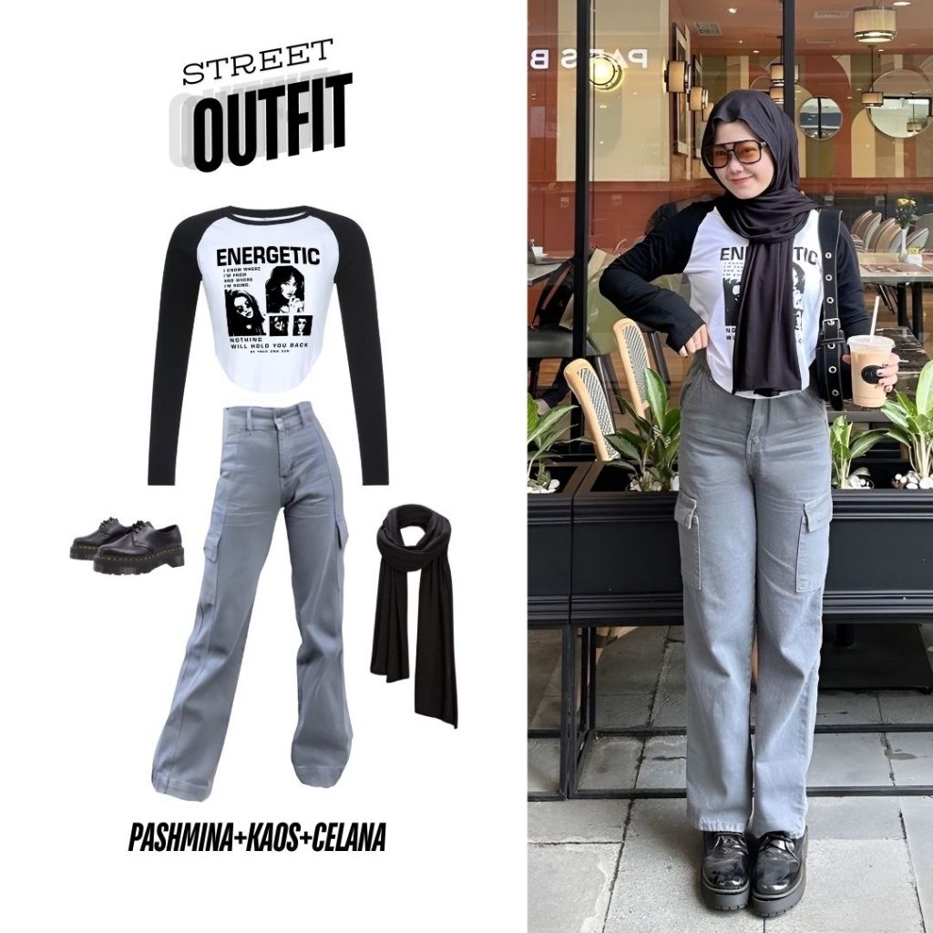 Jual 3in1 One set baju kaos crop croptop celana cargo jeans denim pants ...