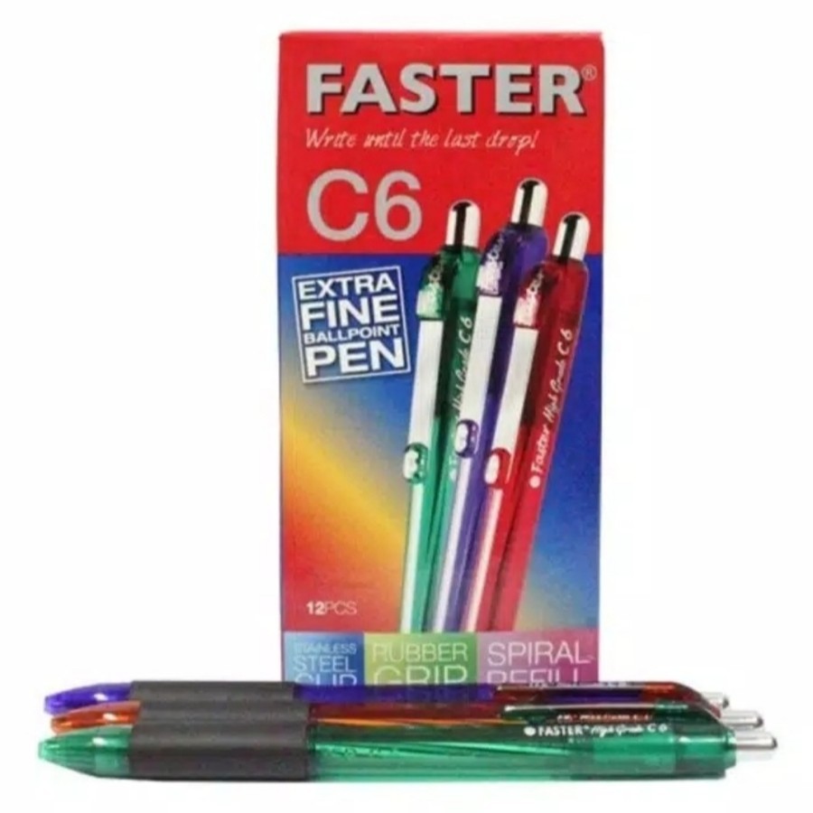 Jual Pen Faster C.6 / Pulpen standar tinta hitam C.6 Harga Grosir ...