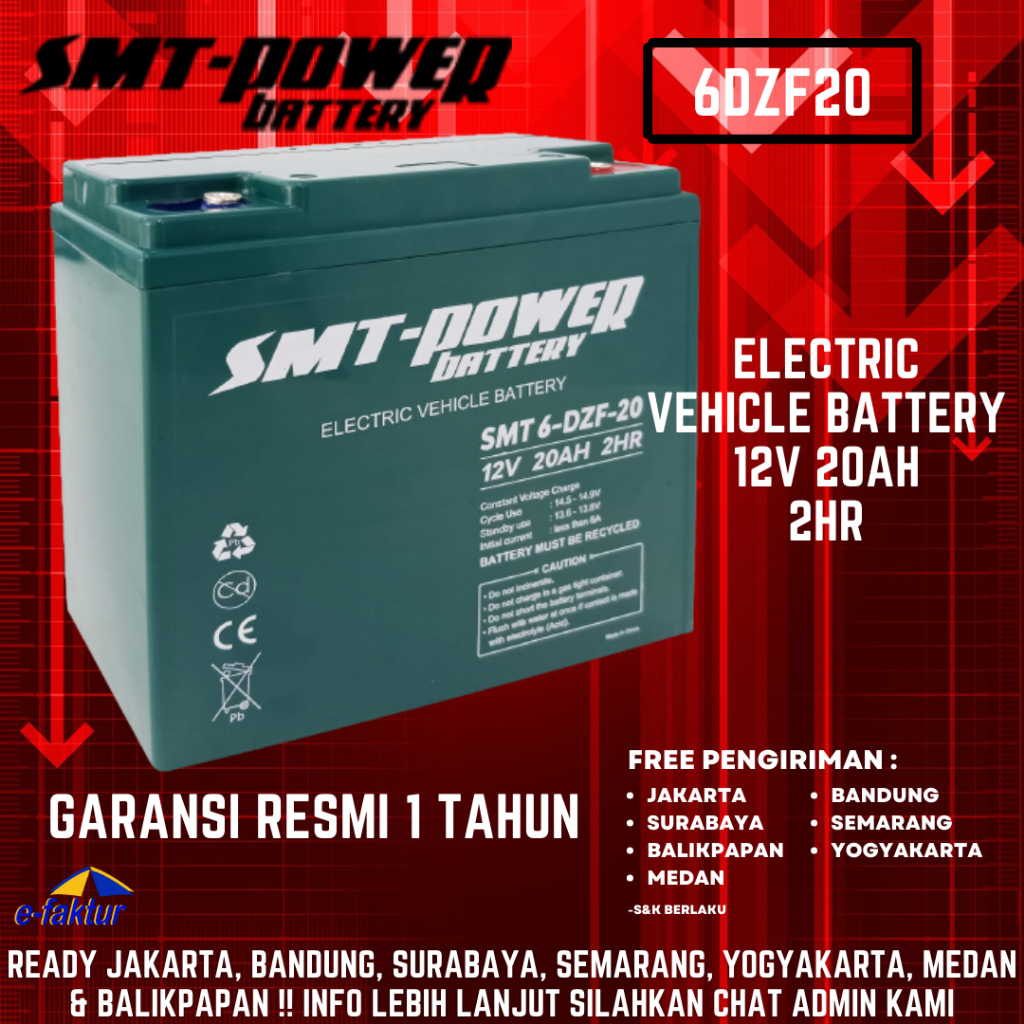 Jual BATTERY KERING / AKI SELIS SMTPOWER 12V 20AH SEPEDA LISTRIK DEEP ...