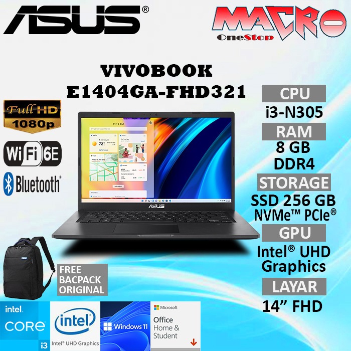 Jual ASUS VivoBook Go 14 E1404GA-FHD321 i3-N305 UMA 8GB SSD 256GB 14 ...