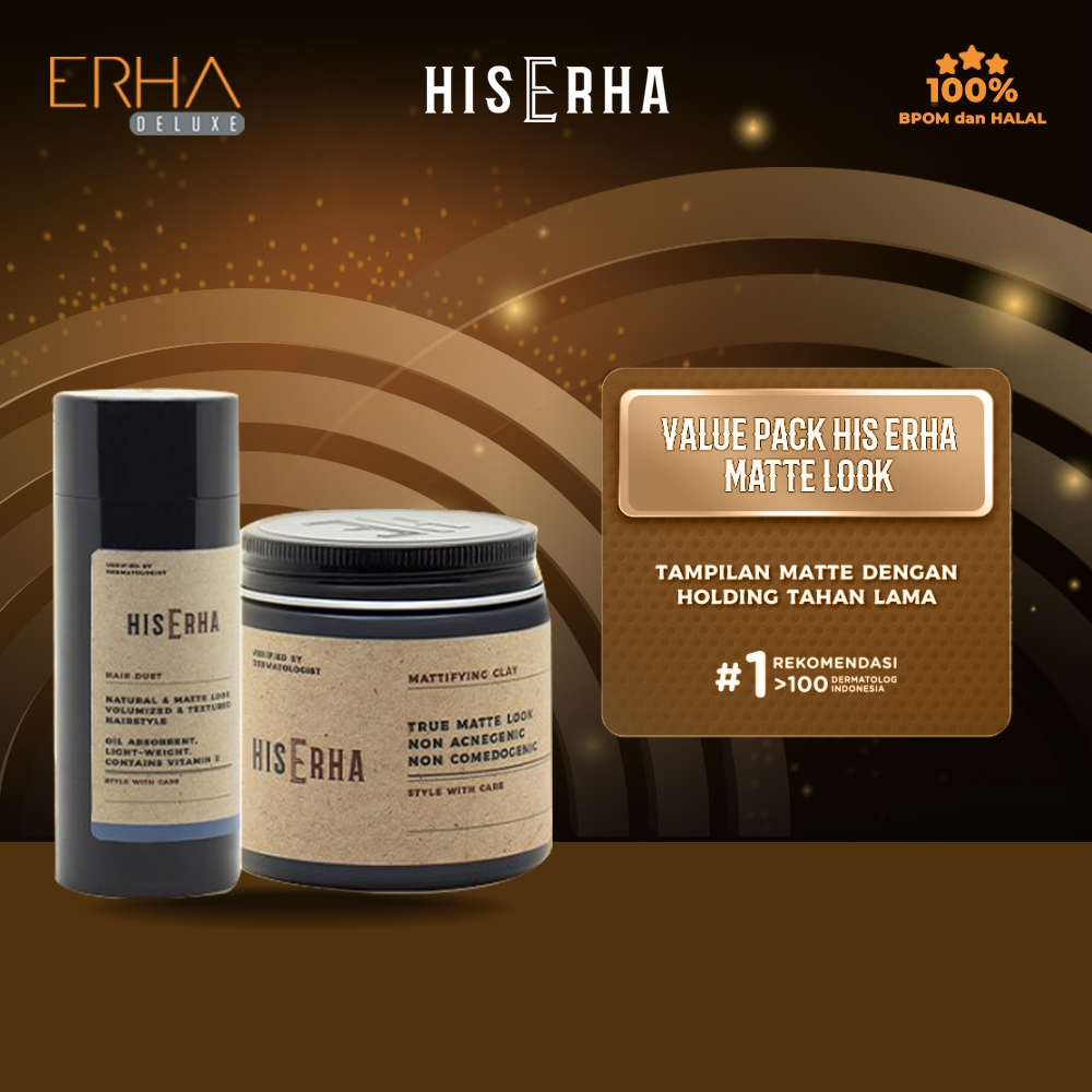 Jual HIS ERHA Pomade Mattifying Clay 120g + Hair Dust Powder Rambut ...
