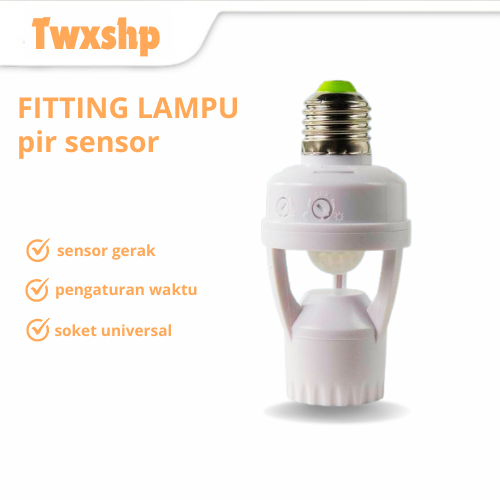 Jual Fitting Lampu Sensor PIR Gerak Cahaya Otomatis E27 | Shopee Indonesia