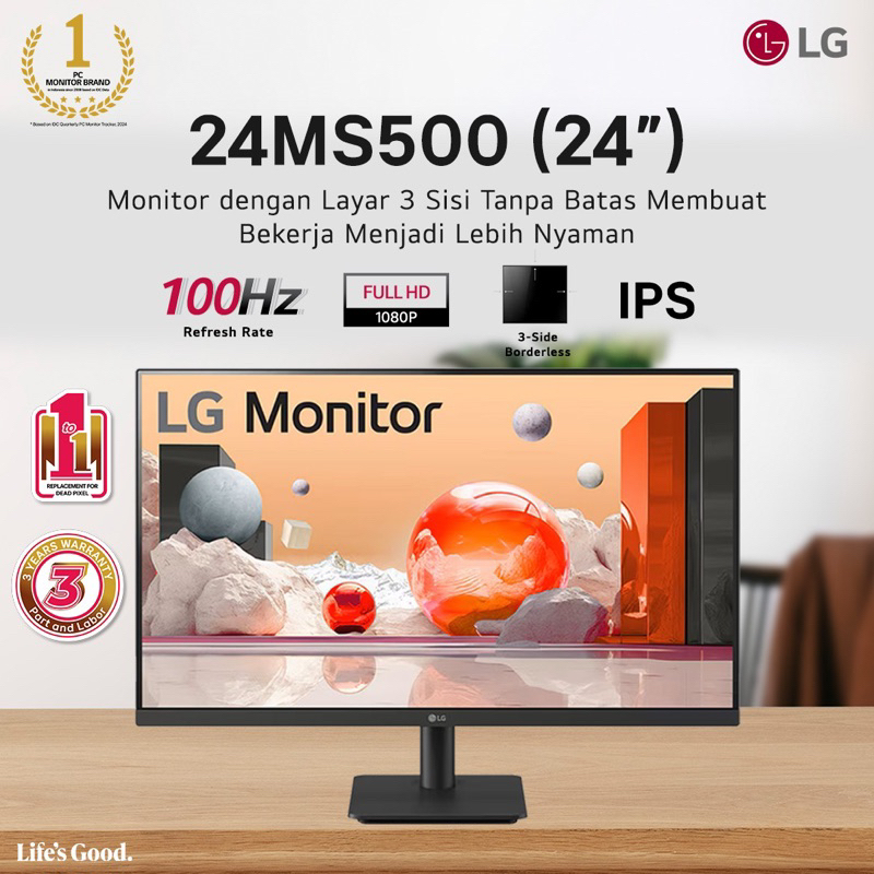 Jual LG 24MS500-B 23.8” IPS 100Hz Full HD monitor | Shopee Indonesia
