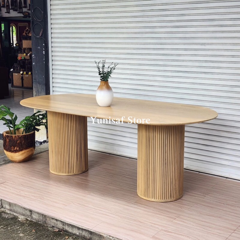Jual Meja Makan Oval Kayu Jati Minimalis | Shopee Indonesia