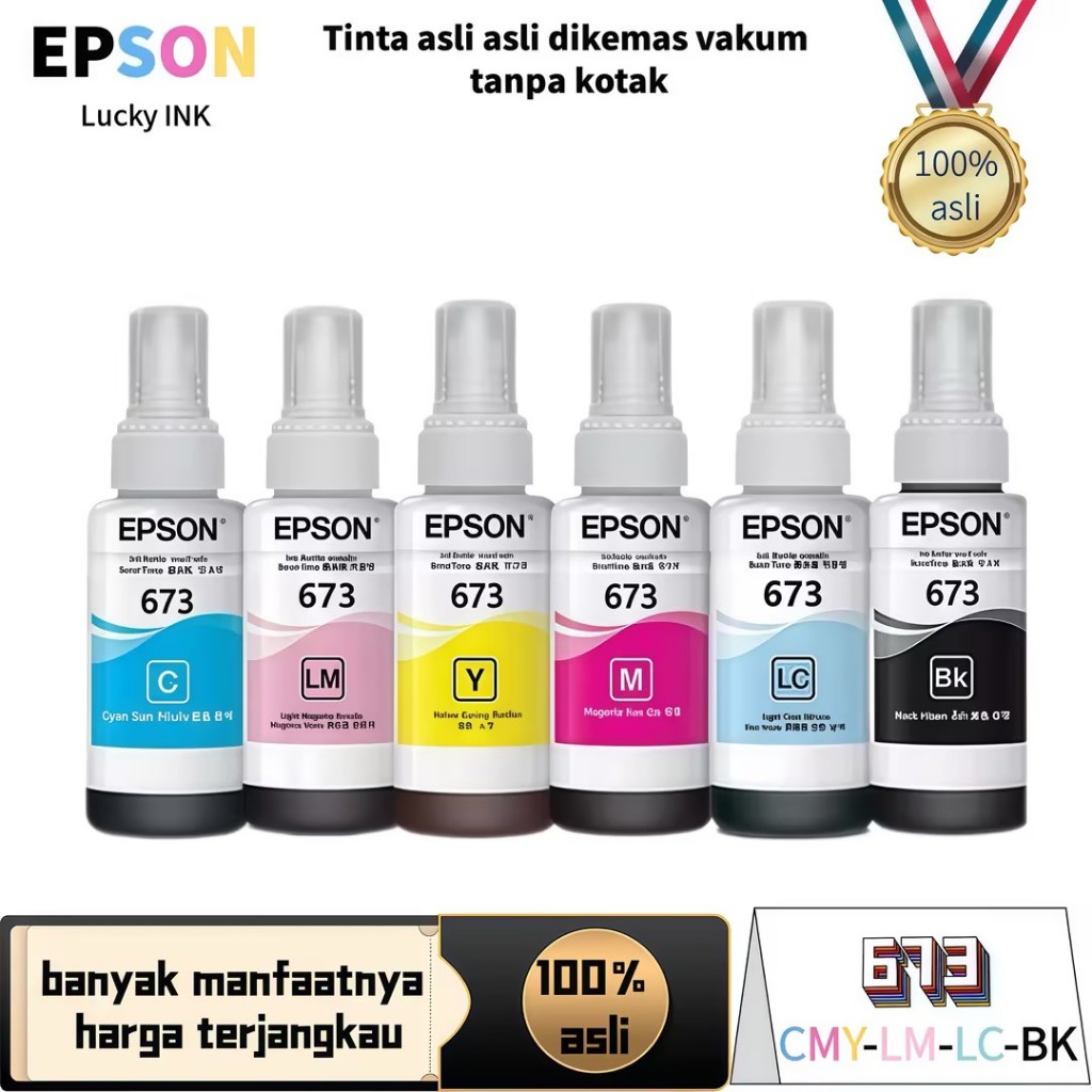 Jual Epson 673Lucky INK 6 warna 100% asli dan autentik, cocok untuk model L800/L805/L810/L850 ...