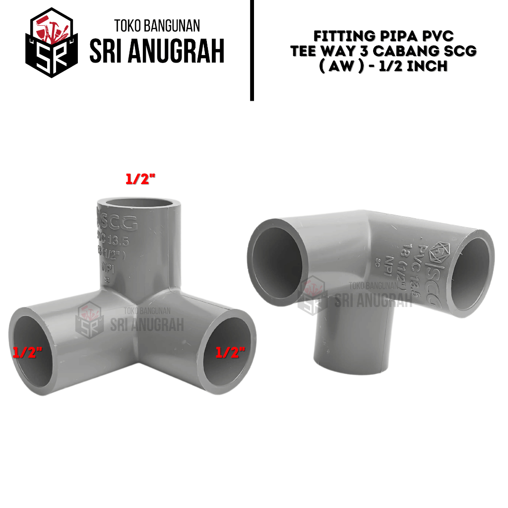 Jual SCG Tee Way 3 Cabang Fitting Sambungan Pipa PVC - AW 1/2 INCH | Shopee Indonesia