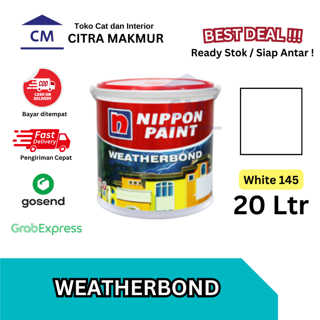 Jual Nippon Weatherbond WHITE 145 - 20 Ltr (Cat Putih Exterior Premium ...