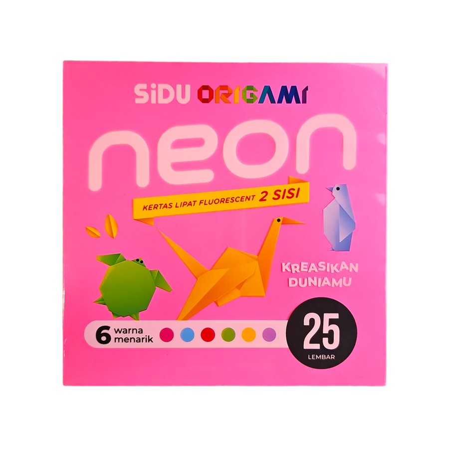Jual Kertas Lipat Origami Neon Kecil 12x12 SIDU (25 lembar) 2 Sisi ...