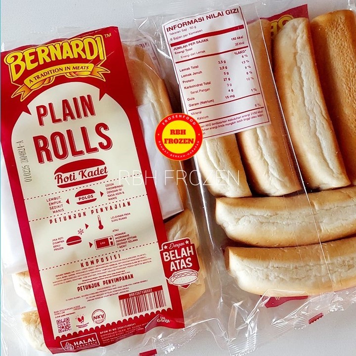 Jual Roti Hotdog / Roti Kadet Plain Rolls Bernardi Isi 6 Pcs 300 Gr ...