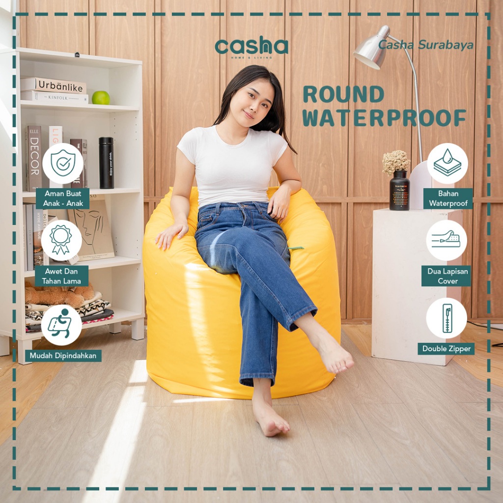 Jual [CARGO] CASHA Round Bean Bag MEDIUM Bahan WATERPROOF PLUS ISI - Bean Bag Murah - Bean Bag ...