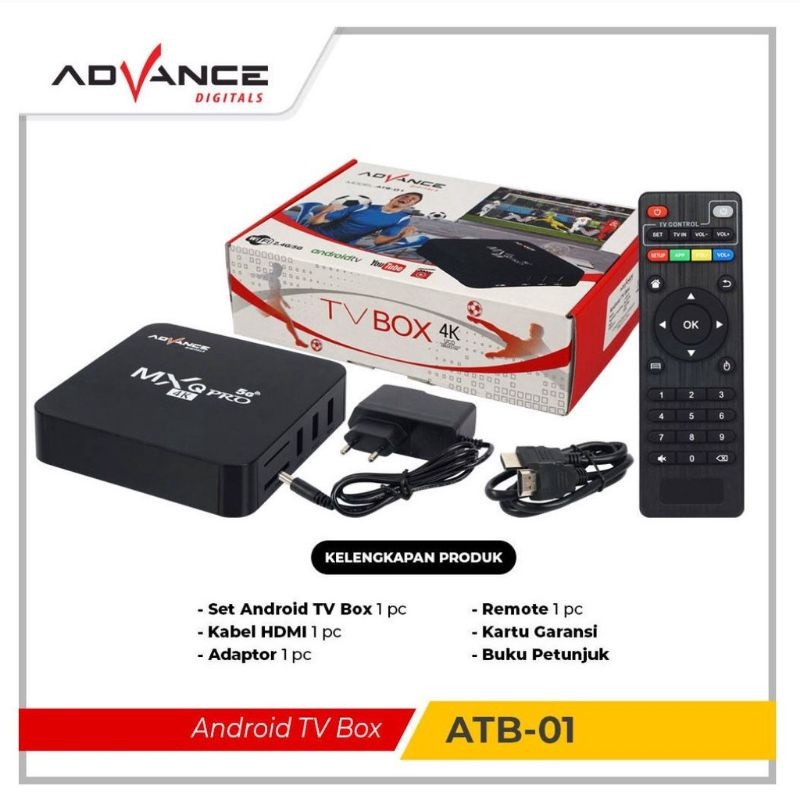 Jual ADVANCE ATB-01 Android TV BOX MXq 4K pro 4K Support Wifi - AS ...
