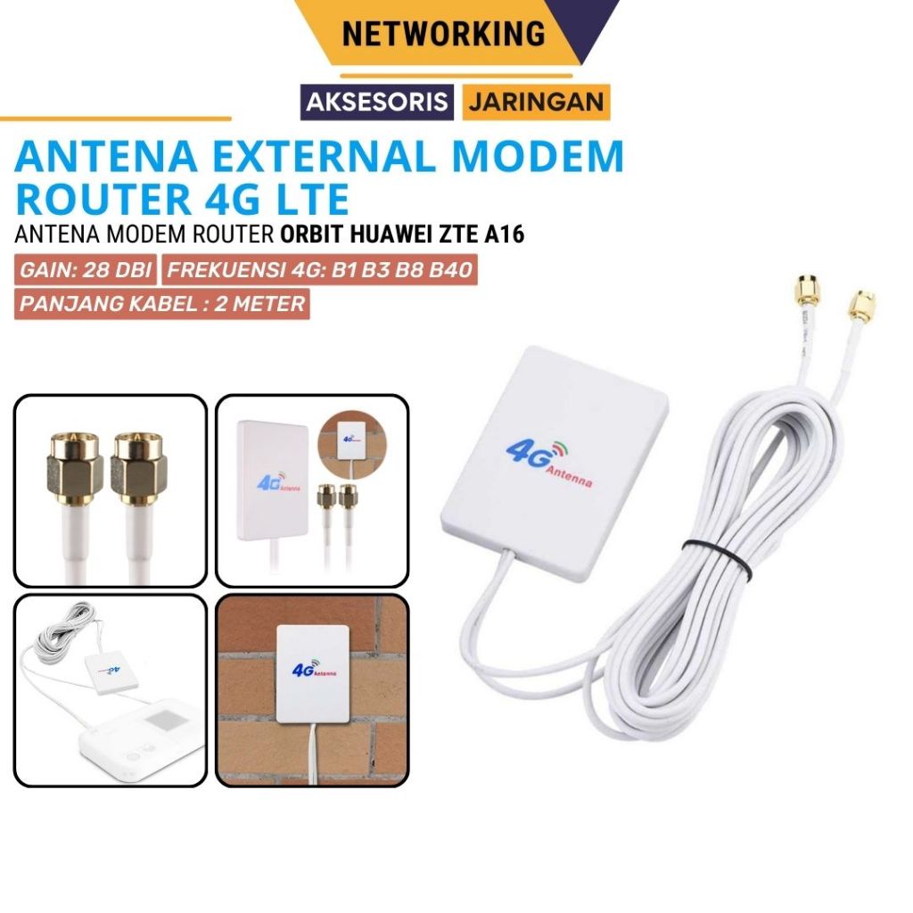 Jual D-LENP Antena Eksternal 3G 4G LTE 28dBi SMA Connector with 2M ...