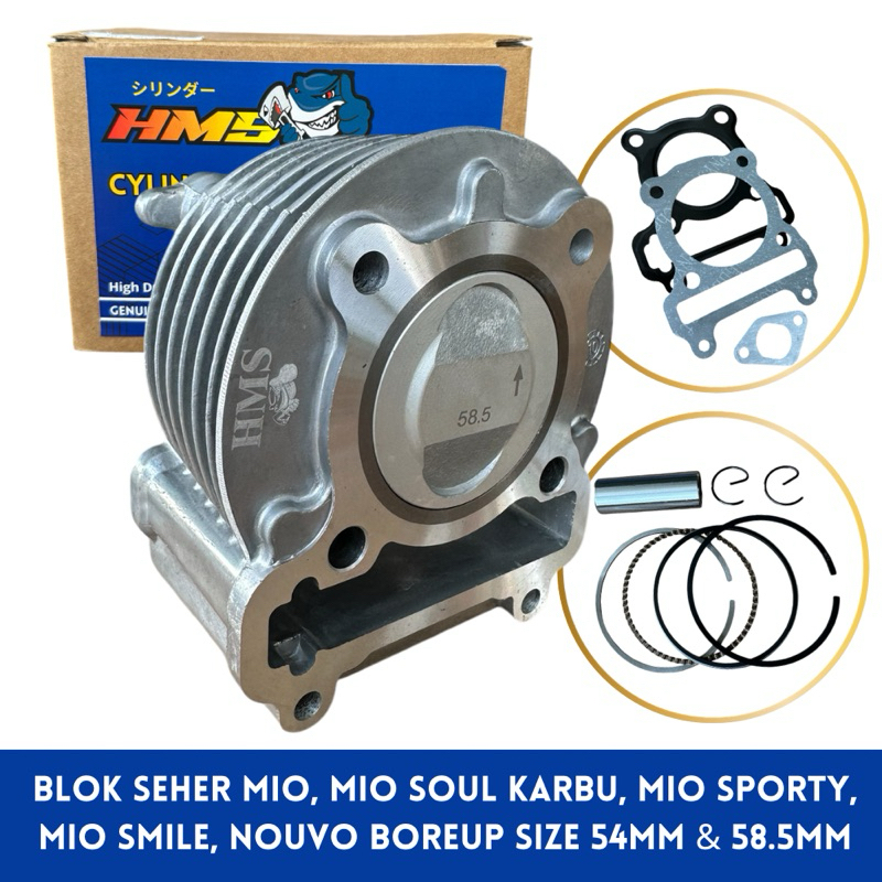 Jual BLOK SEHER HMS BORING PAKET BORE UP MIO MIO SOUL 58.5 58 54 MM ORIGINAL HMS THAILAND FREE ...