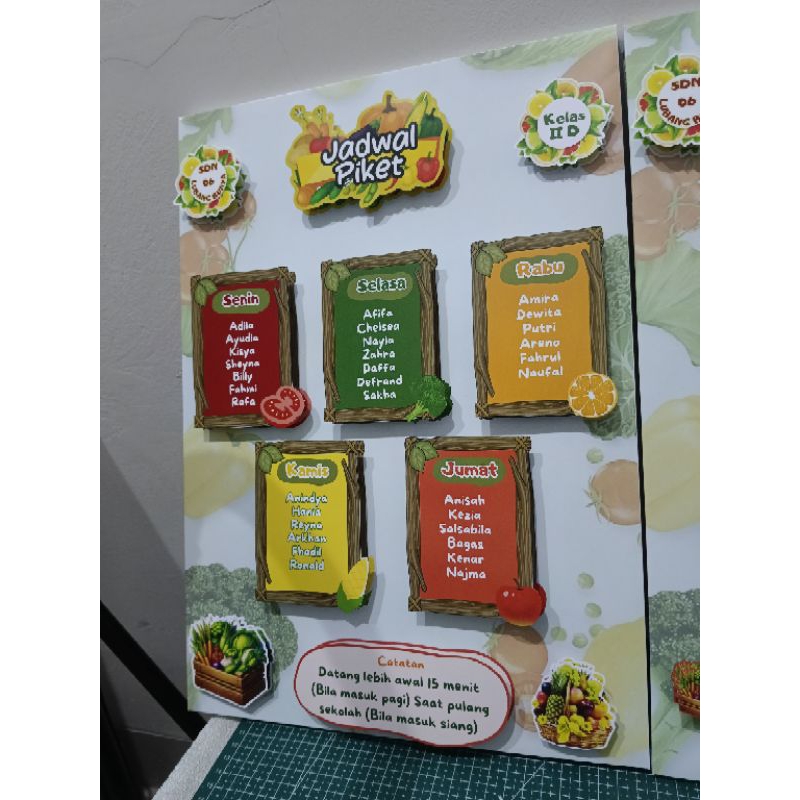 Jual Jadwal Piket Kelas 3D ukuran A3 bisa custom tema design | Shopee ...