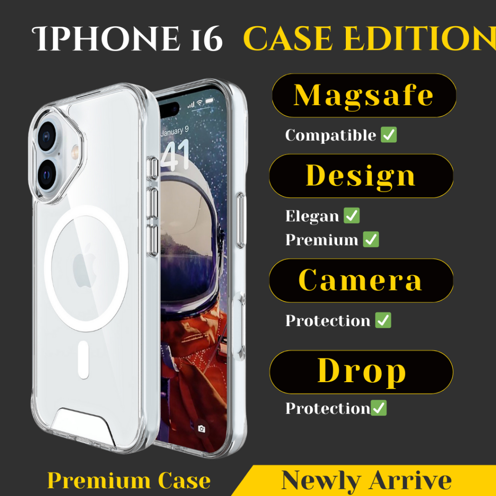 Jual IPHONE 16 TRIANGULAR CLEAR CASE ANTI KUNING TRANSPARANT MAGSAFE ...