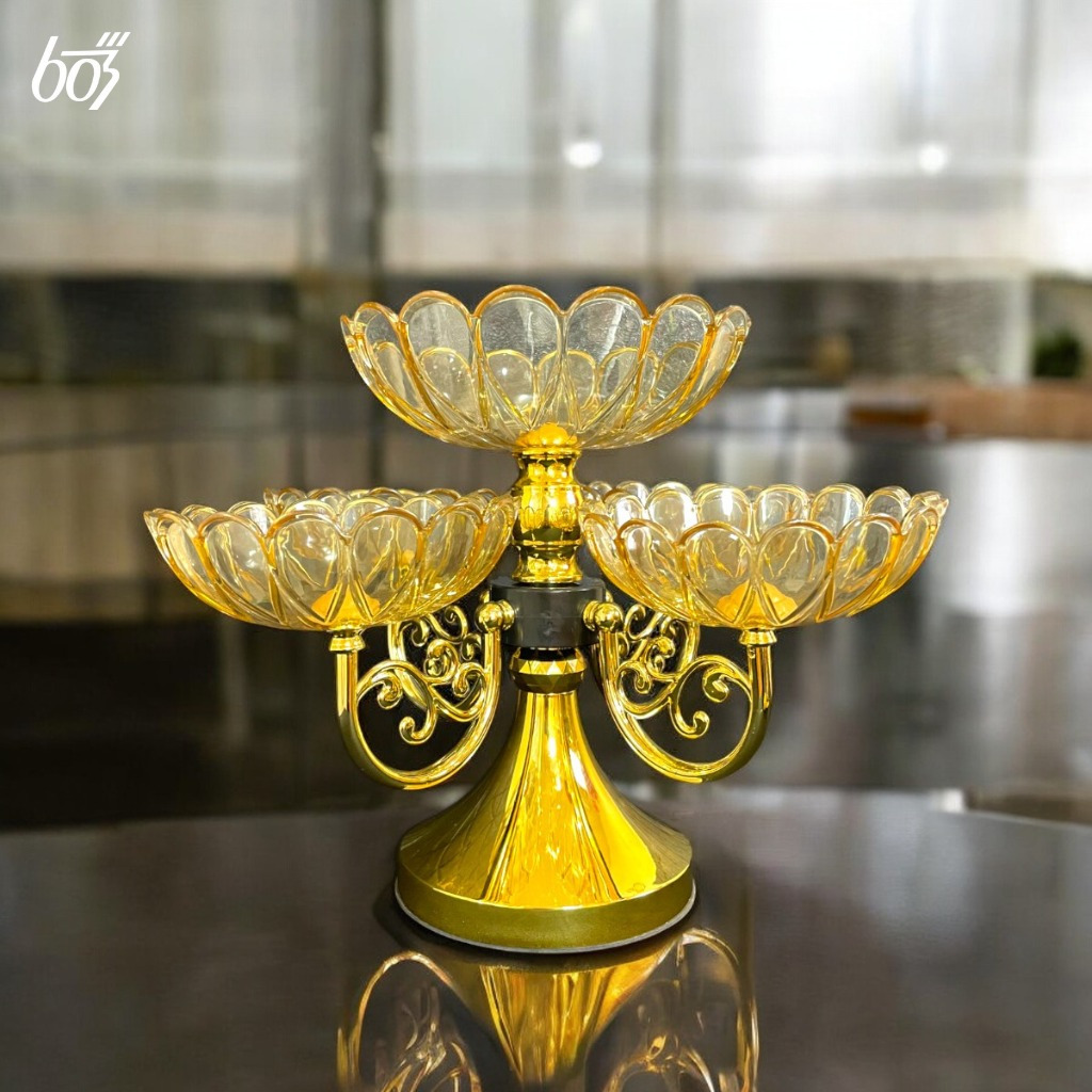 Jual Wadah Buah 2 Tingkat 5IN1 Estetik / Piring Cemilan Bisa Putar 360 ...