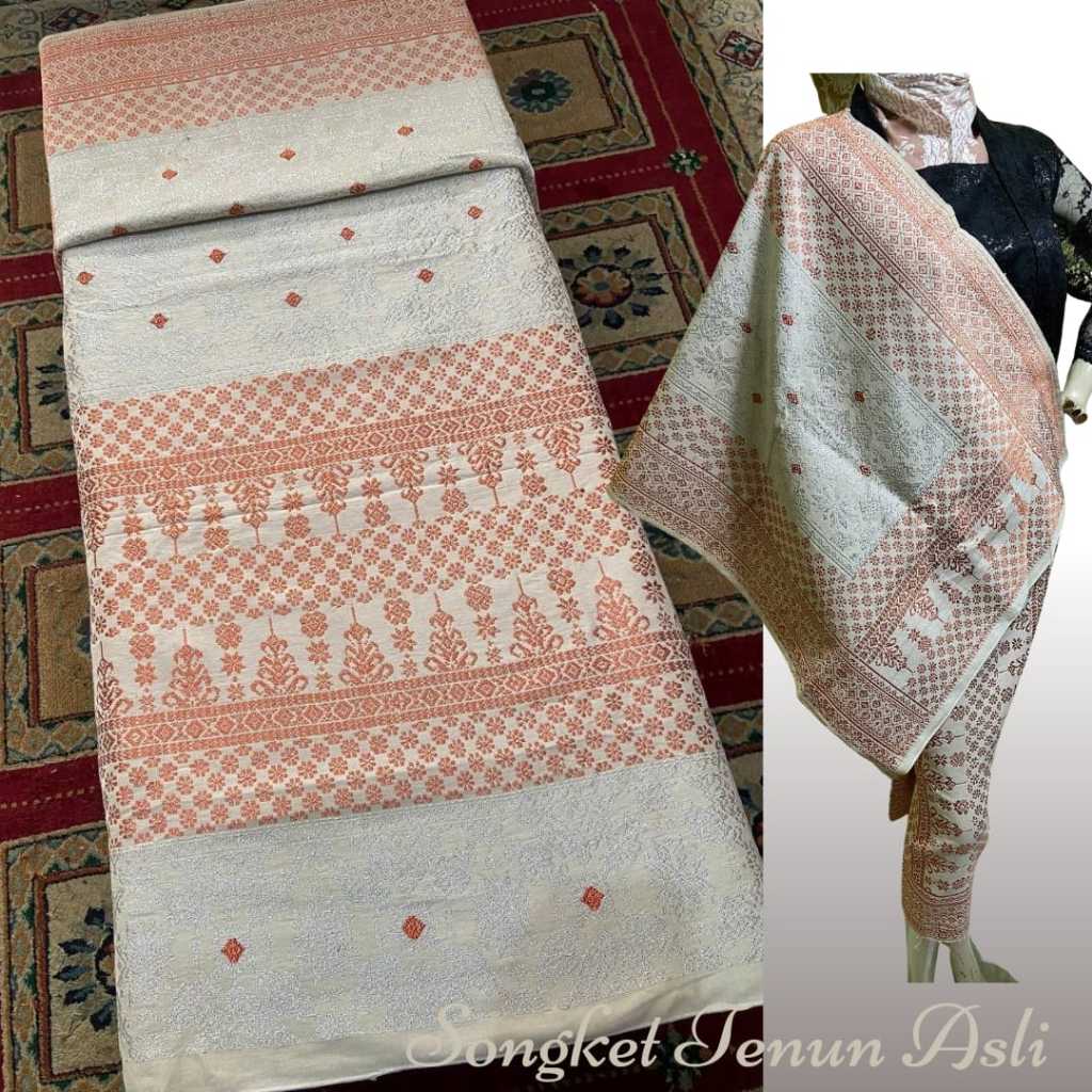 Jual Tina Songket - Songket Palembang Motif Bunga Cina Tembaga Tenun ...