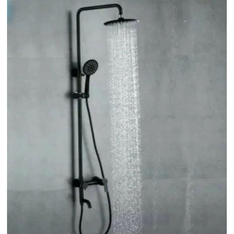 Jual shower column crom black gray / shower tiang petak bulat | Shopee ...