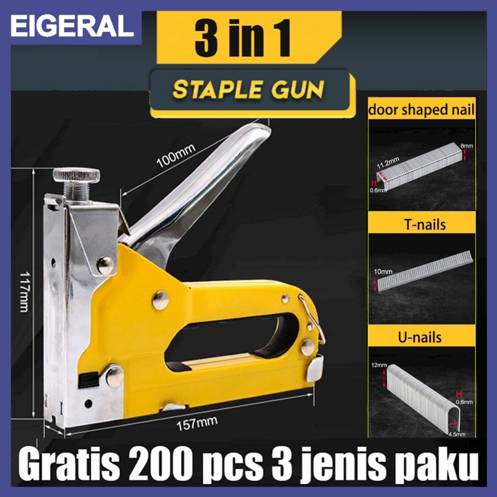 Jual Staple Gun Stapler Tembak Staples Tembak 3 in 1 Chromium ...