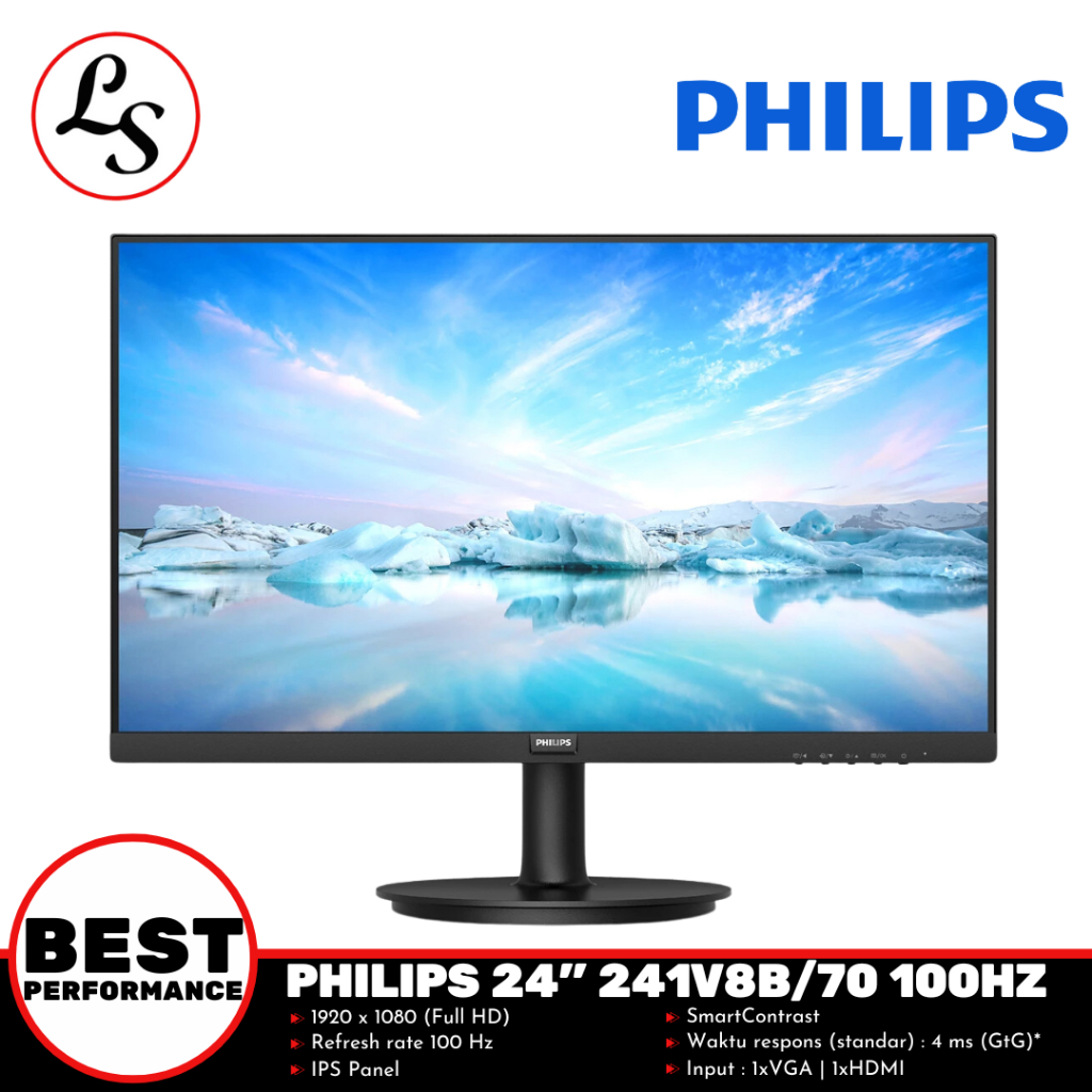 Jual PHILIPS MONITOR 241V8B/70 24" / 24 Inch FHD IPS | Shopee Indonesia