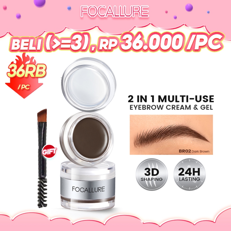 Jual FOCALLURE 2-in-1 Eyebrow Cream & Setting Gel 3D Pro-shape ...