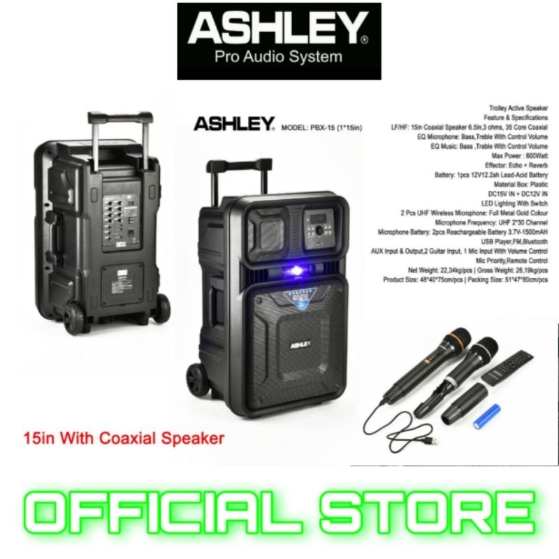 Jual speaker portable 15 inch original ashley pbx 15 speaker karaoke ...