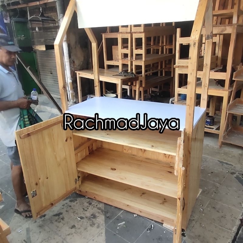 Jual Meja Booth Jualan Minimalis Full Kayu Jati Belanda | Shopee Indonesia