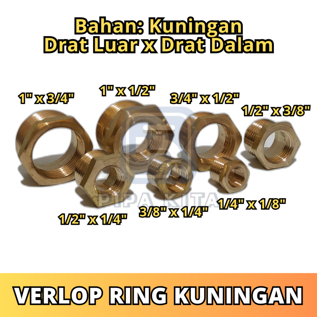 Jual Verlop Ring Kuningan Vlok Drat Luar Dalam Reducing Faucet Valve ...