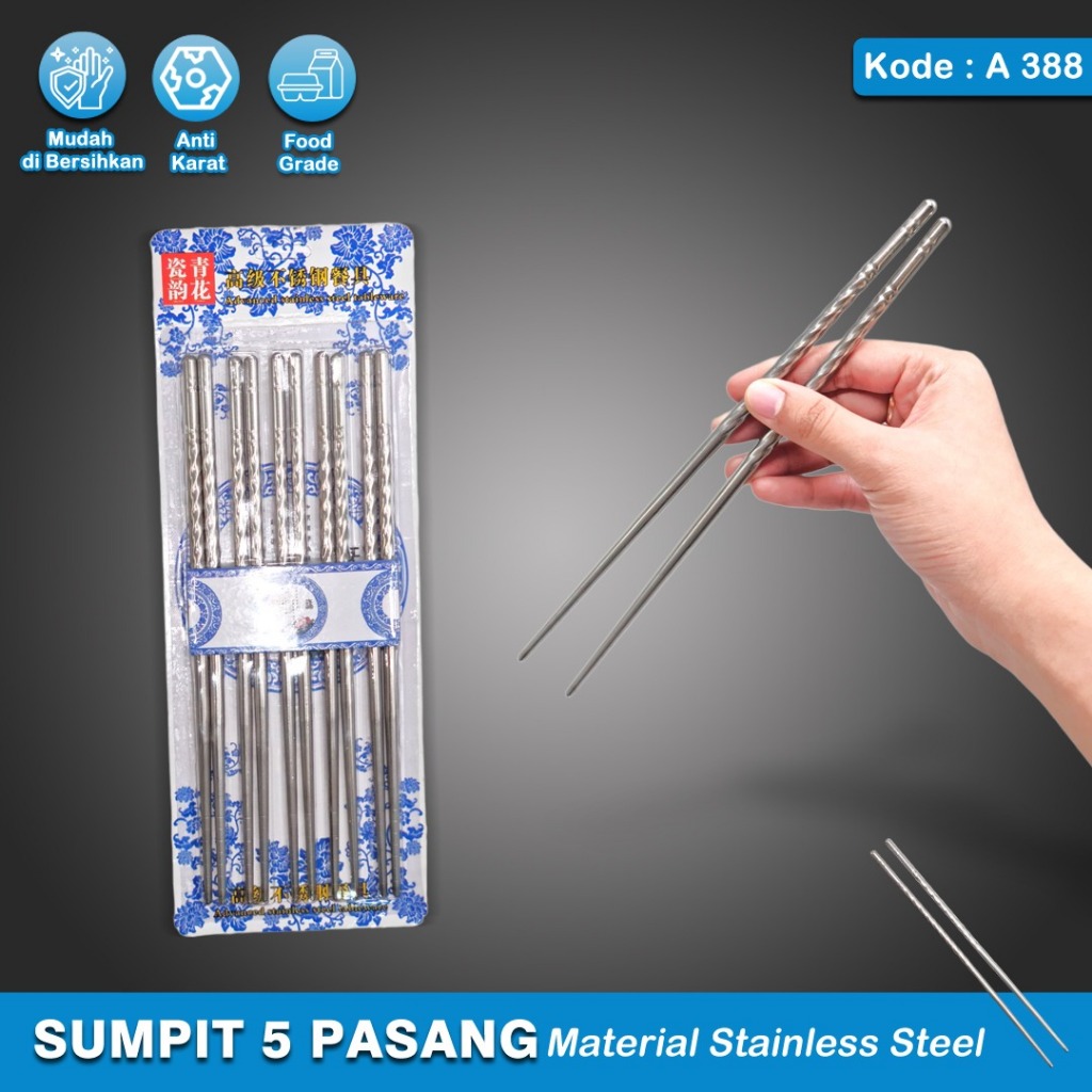 Jual SUMPIT MAKAN STAINLESS ISI 5 PASANG | Shopee Indonesia