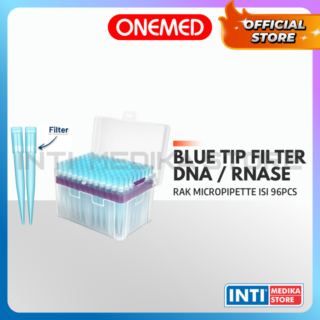 Jual ONEMED - Micropipette Blue Tip DENGAN FILTER DNA / RNAse + Rack ...