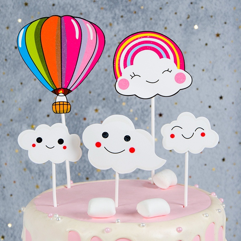 Jual Topper Cake Balon Udara dan Awan Senyum Isi 5pcs / Awan Rainbow ...