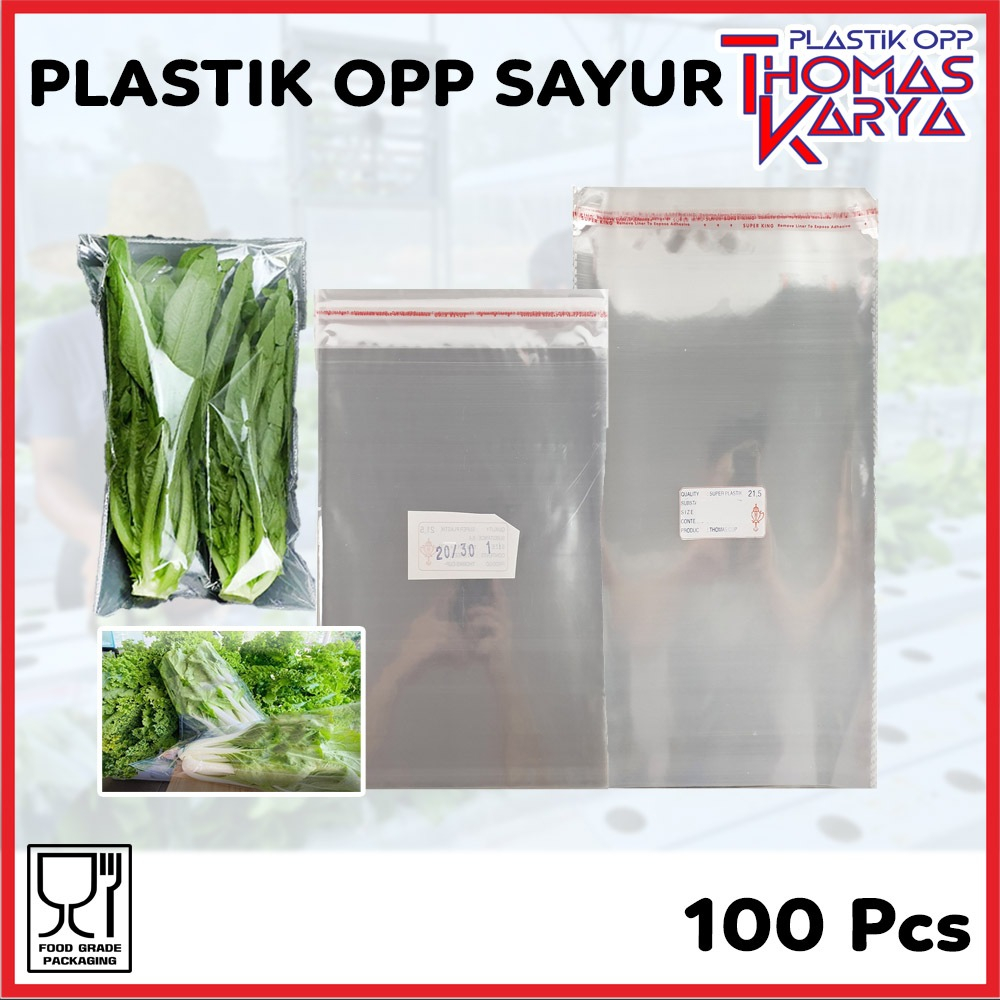 Jual Plastik Sayuran Segar isi 100 OPP Sayur ukuran 25x45 20x45 22x40 ...