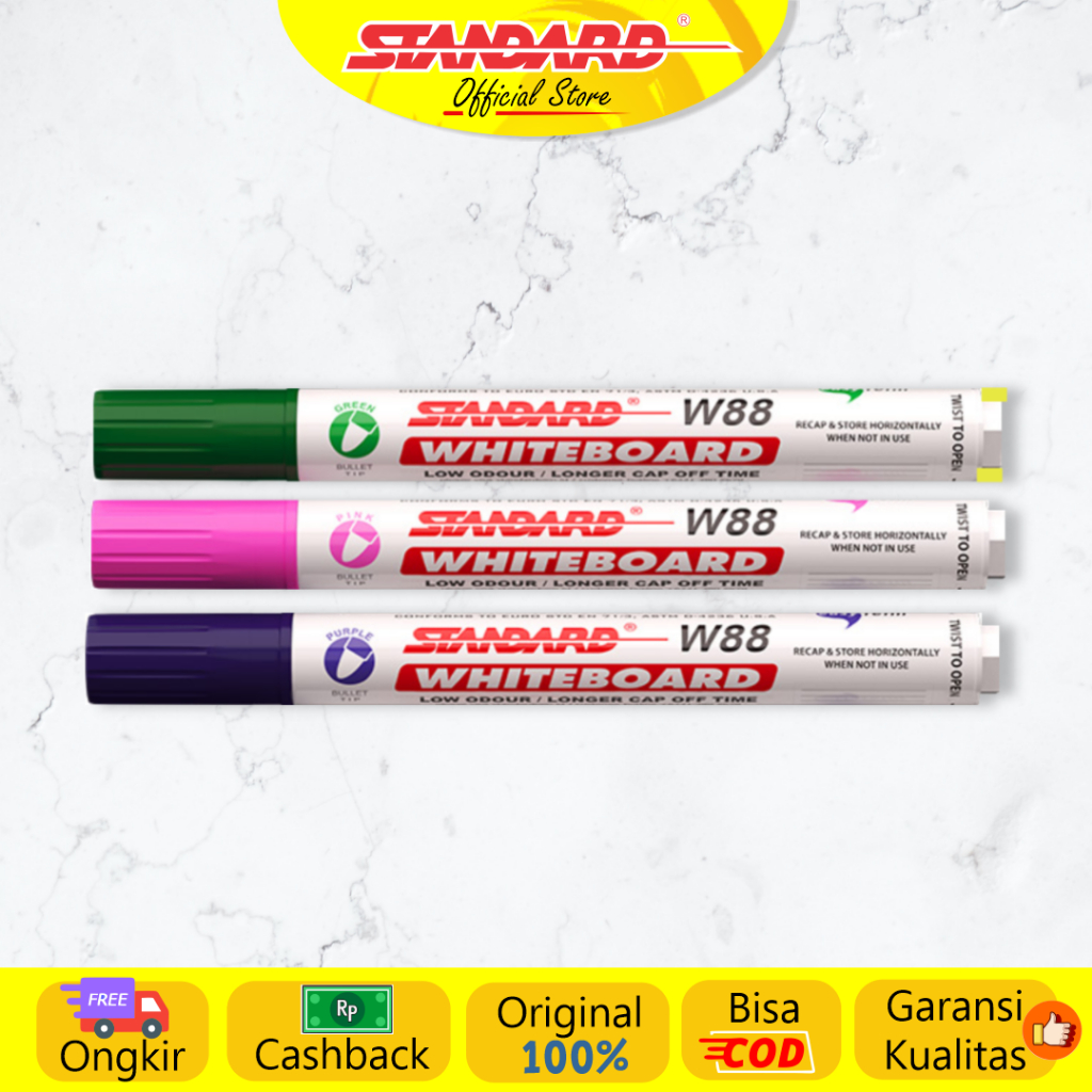Jual Standard - W88 Whiteboard Marker Warna Pink, Green, Violet @2 pcs ...
