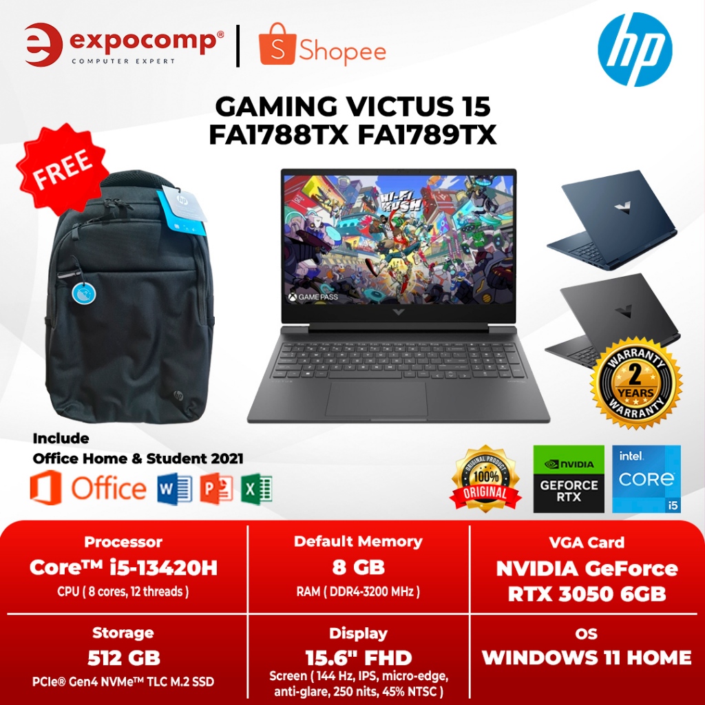 Jual Hewlett Packard HP GAMING VICTUS 15 fa1788TX fa1789TX CORE i5-13420H RTX3050 8GB 512GB W11 ...