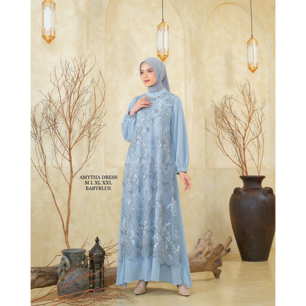 Jual Amytha Dress - Dress Pesta Brukat Mewah / Brokat Elegant / Wisuda ...