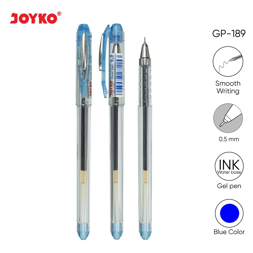 Jual JOYKO Gel Pen Pulpen Pena GP-189 Oval Gel 0.5 mm Warna BIru ...