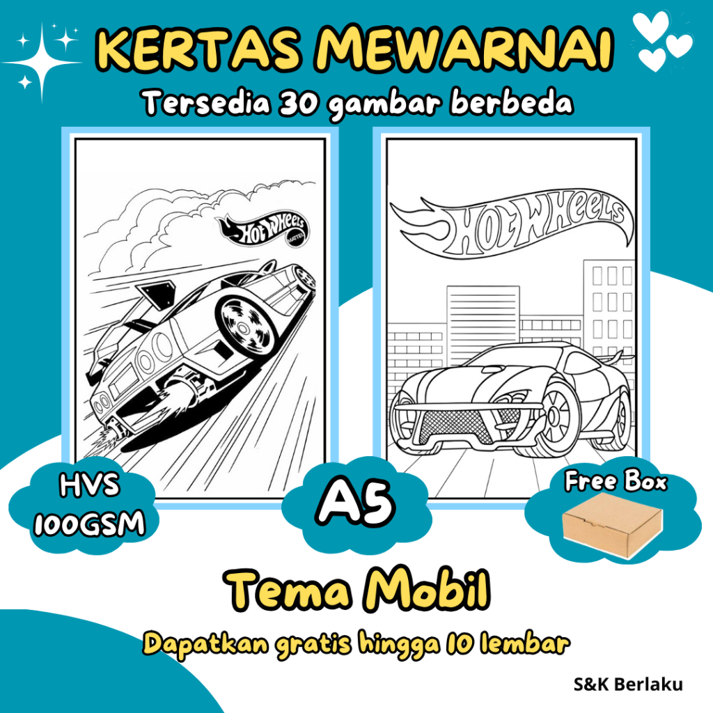 Jual 30 gambar berbeda Kertas mewarnai / coloring page / sketsa (A5 ...