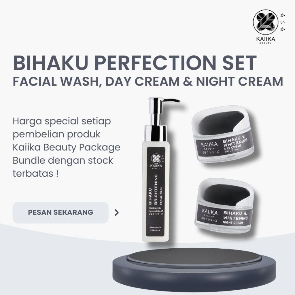Jual [BRIGHTENING PACKAGE] BIHAKU Paket 1 Facial Wash 105ml, 1 Day Cream 30gr & 1 Night Gel 30gr ...