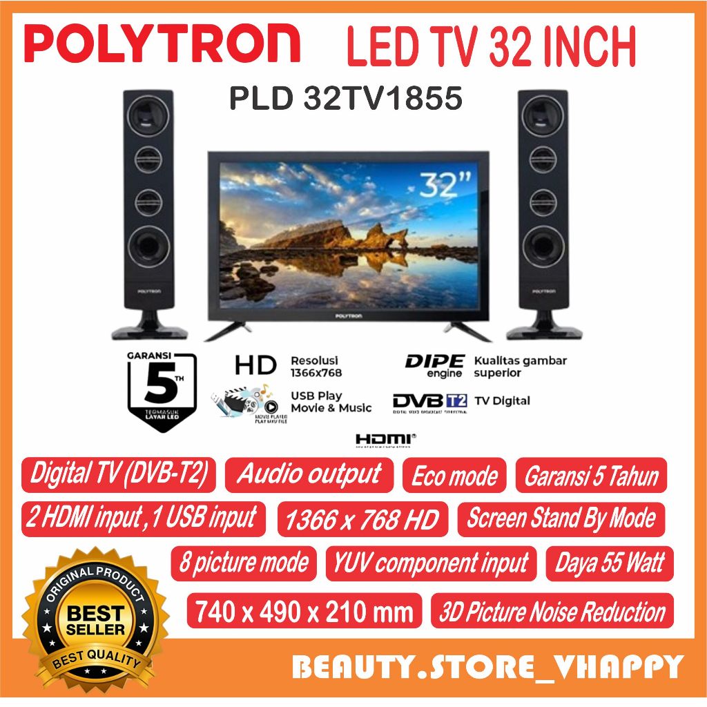 Jual TV LED POLYTRON DIGITAL TV 32INCH PLD 32TV1855 | Shopee Indonesia