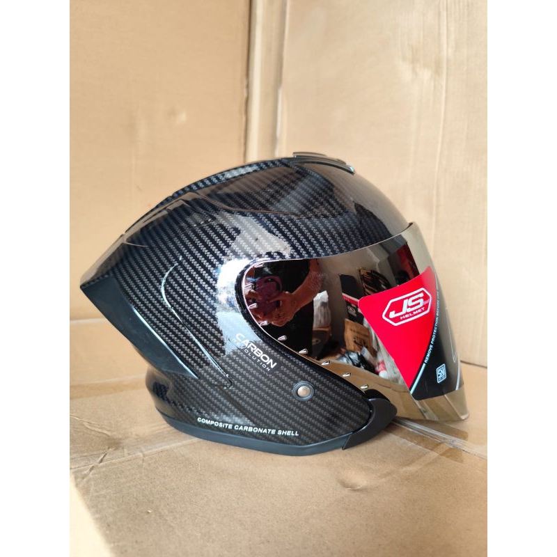 Jual HELM HALF FACE JS CARBON Standar Motorcycle Bisa COD | Shopee ...