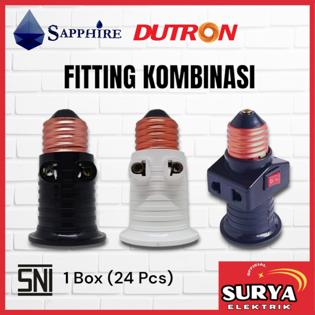 Jual Fitting Lampu SAPPHIRE / DUTRON Kombinasi Colok Stop Kontak Sambung 6A E27 Putih Hitam ...