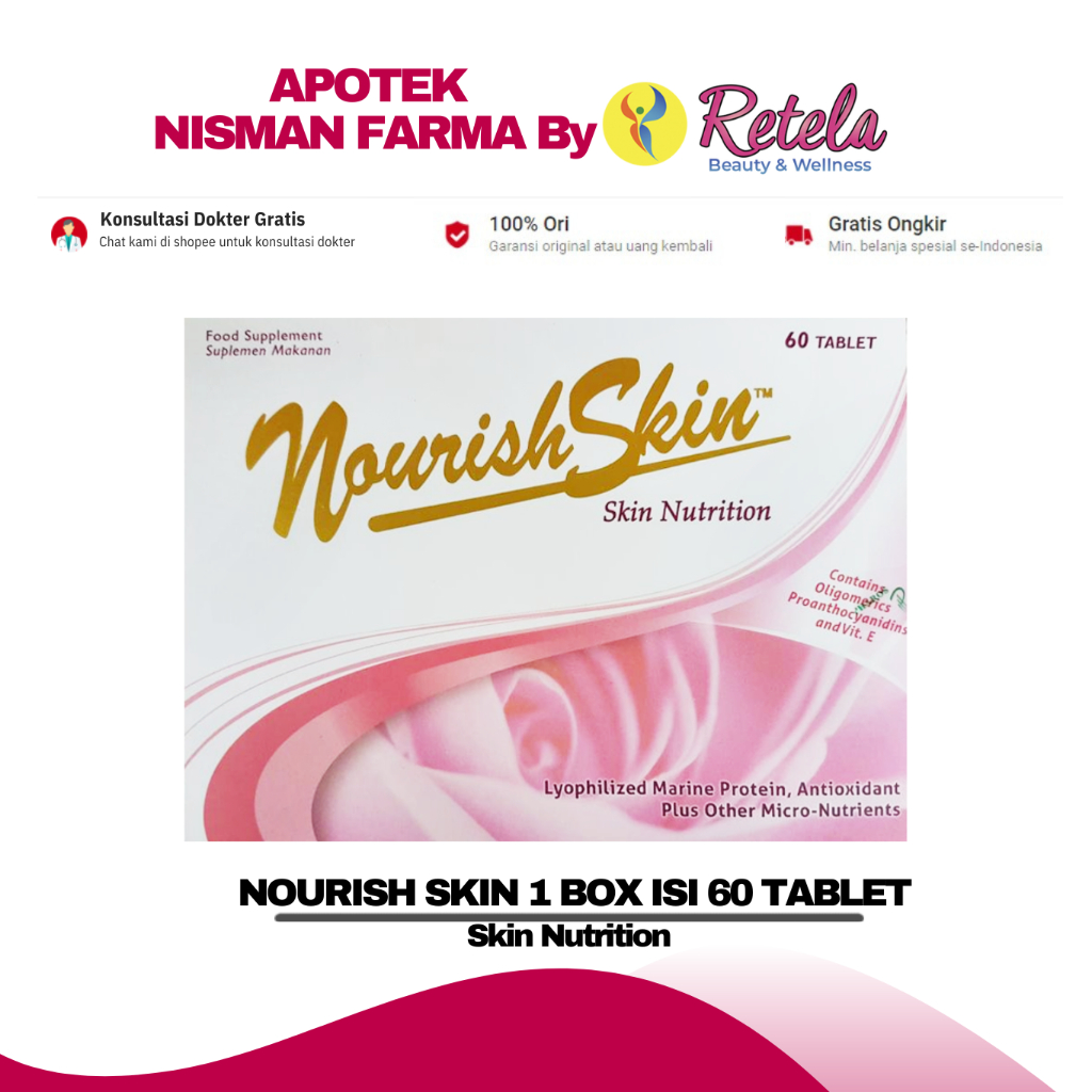 Jual NOURISH SKIN 1 BOX 60 TABLET / SUPLEMEN KULIT / SKIN NUTRITION ...
