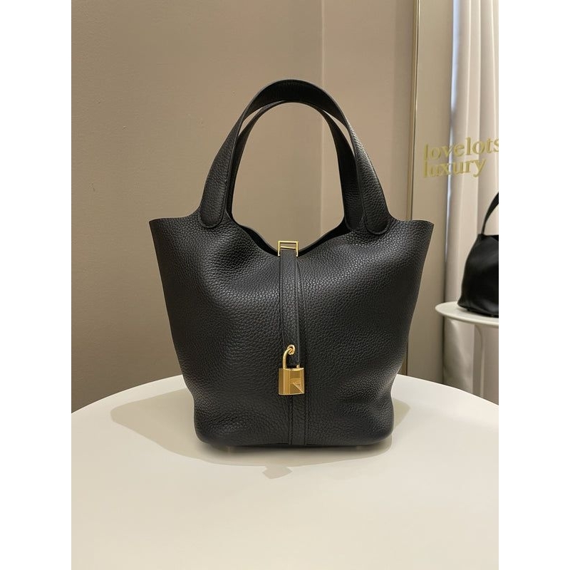 Jual tas picotin hitam clemence leathsr handmade | Shopee Indonesia